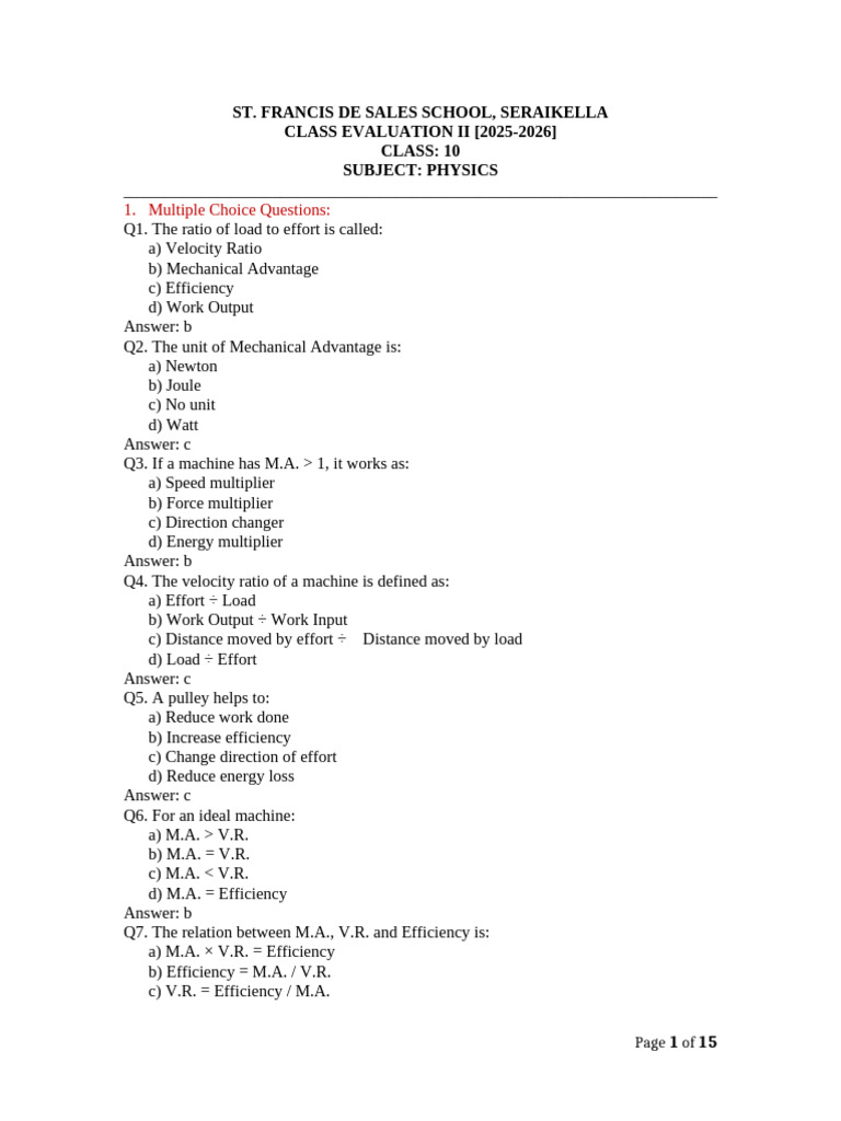 Class 10 Physics Evaluation II Guide | PDF | Radioactive Decay | Neutron