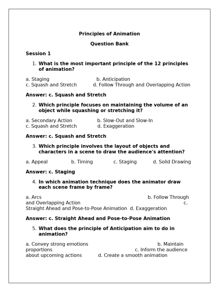 Principles of Animation1&2 - QB | PDF
