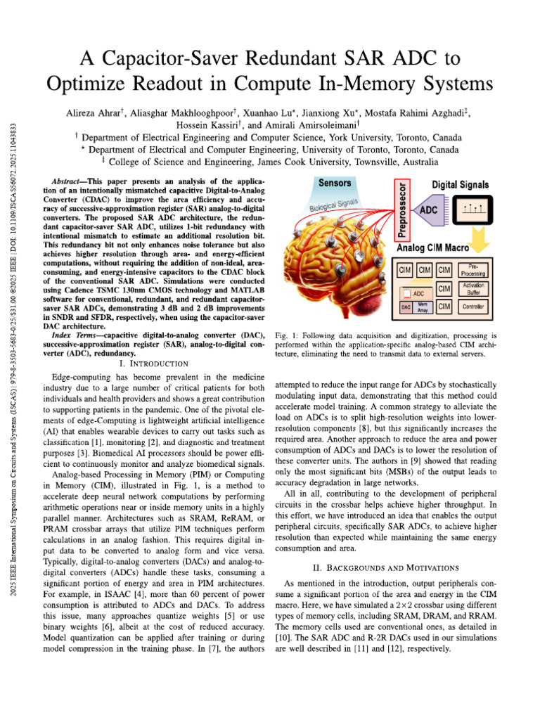 A Capacitor-Saver Redundant SAR ADC To Optimize Readout in Compute In ...