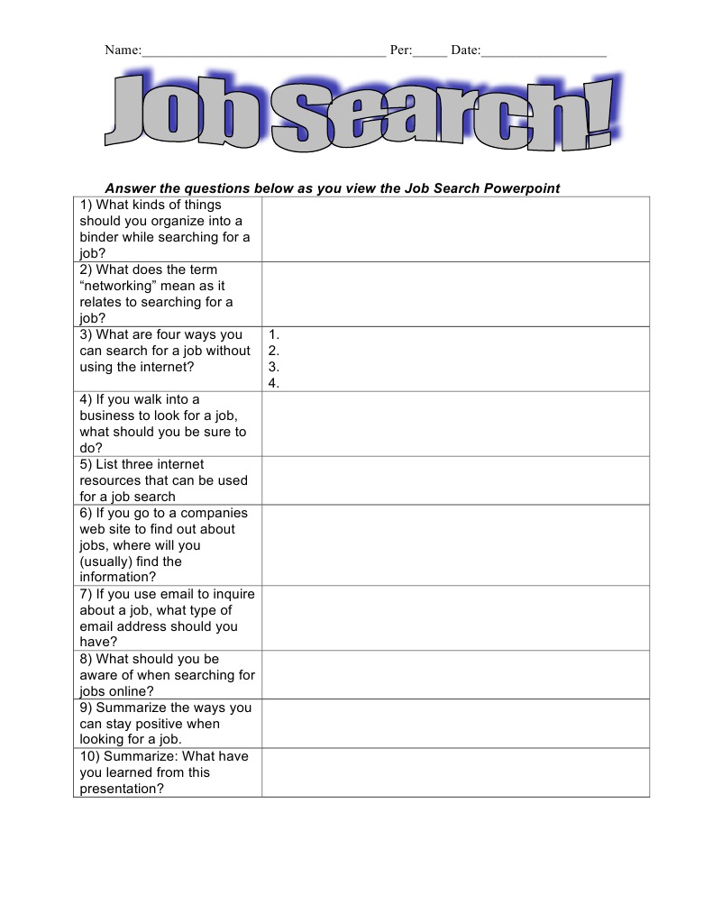 Job Search Worksheet | PDF