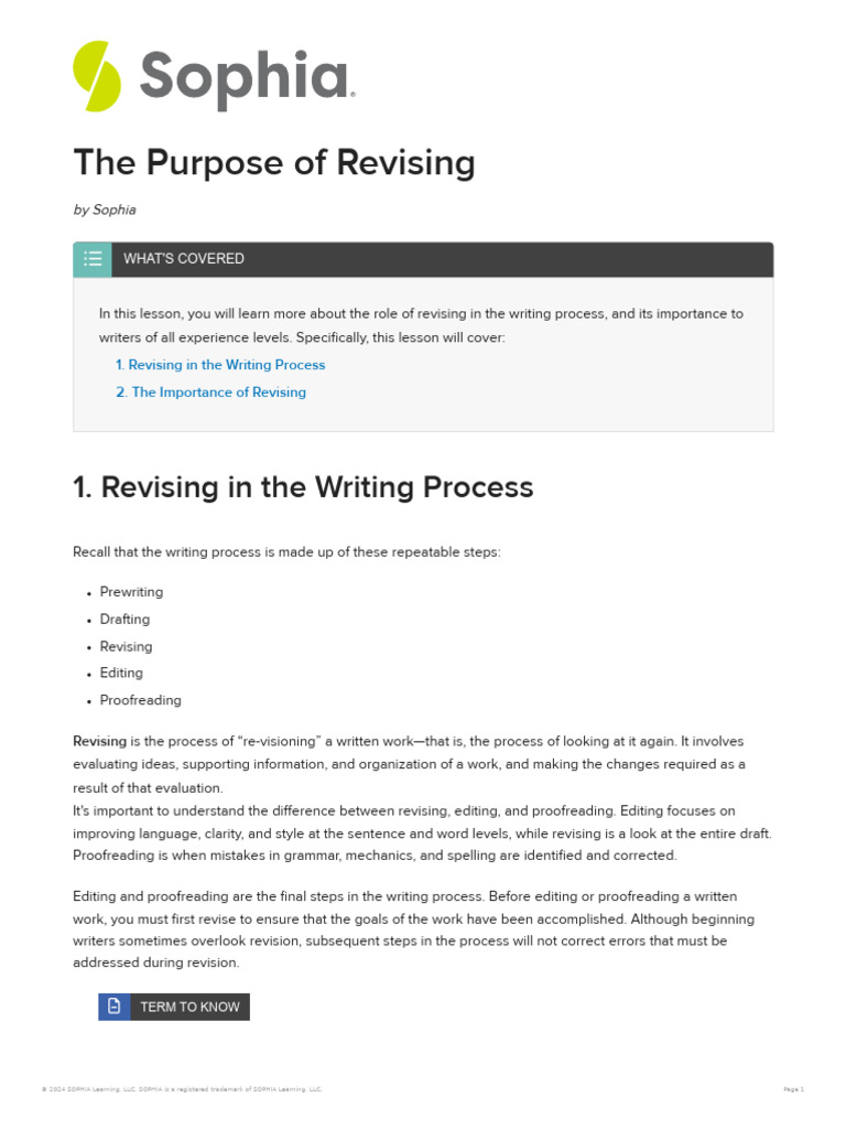 The Purpose of Revising | PDF | Proofreading | Editing