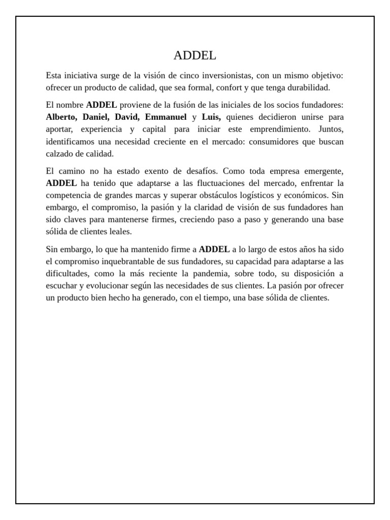 Calzado de calidad: la historia de ADDEL | PDF