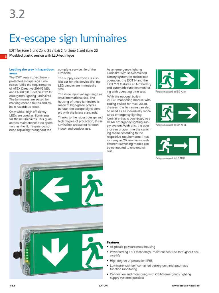 Explosion-Protected EXIT Sign Luminaires | PDF | Alternating Current ...