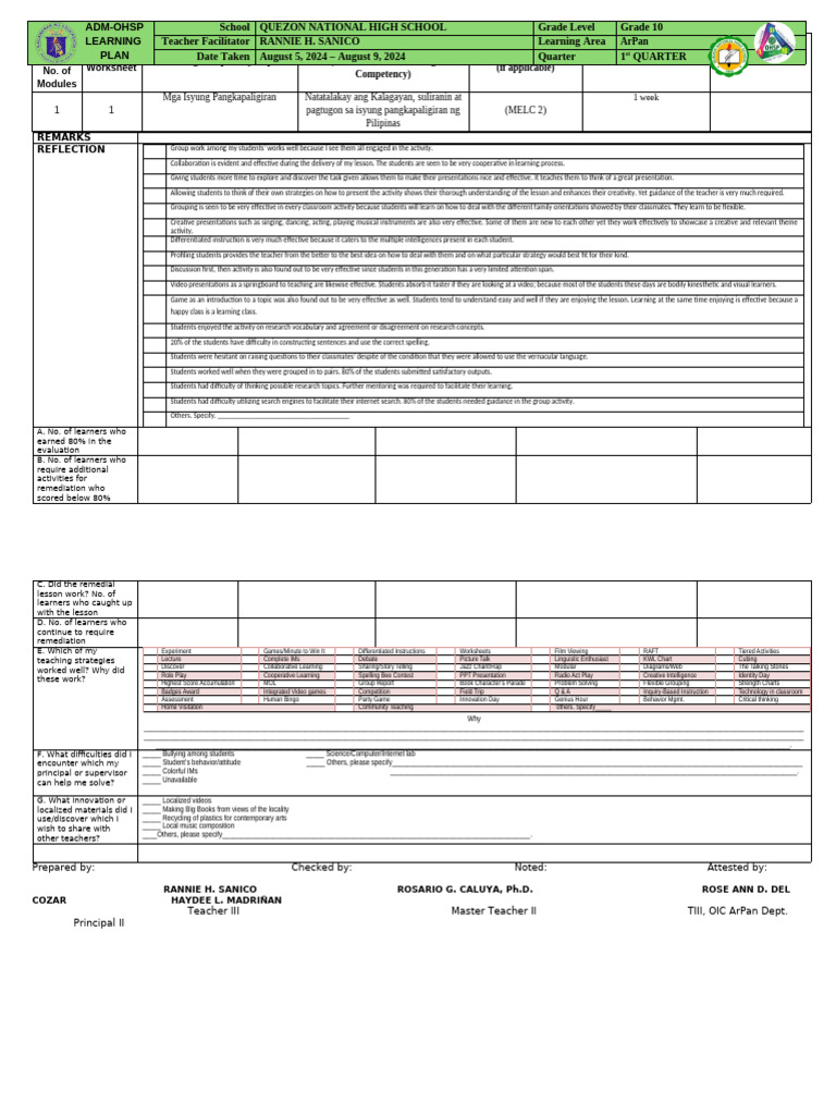 ADM-Quarterly Learning Plan Week 2 | PDF | Differentiated Instruction | Learning