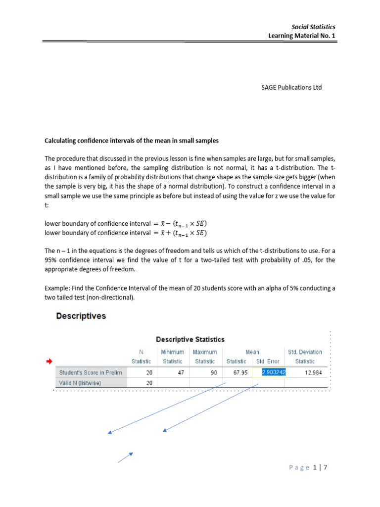 Confidence Intervals in Small Samples | PDF | Standard Deviation ...