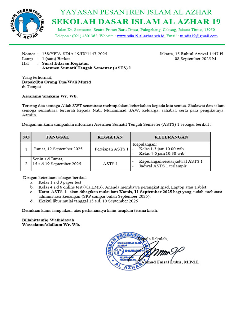 Surat Edaran ASTS 1. | PDF