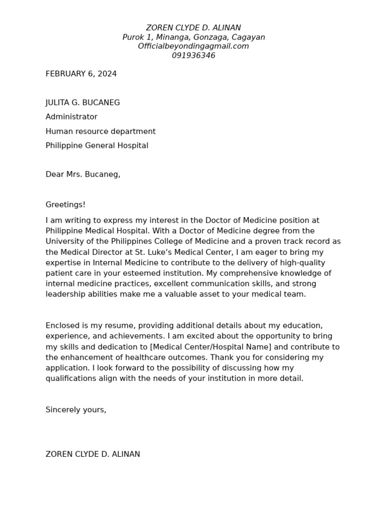 Application Letter (Mock Interview) | PDF