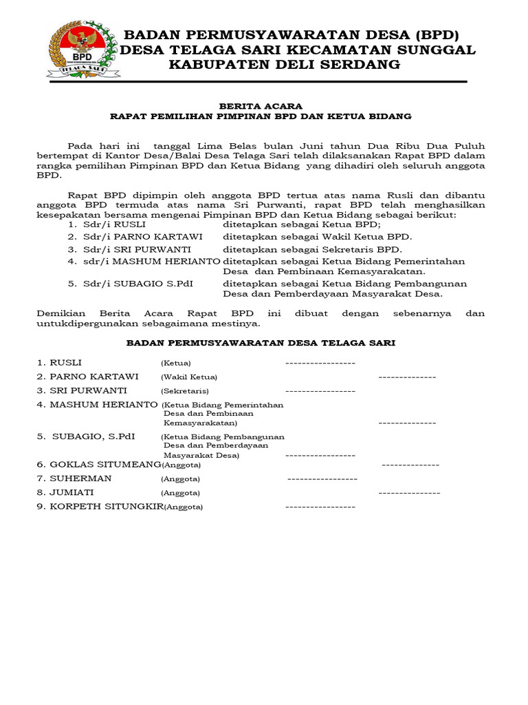 Susunan BPD 2020-2026 | PDF