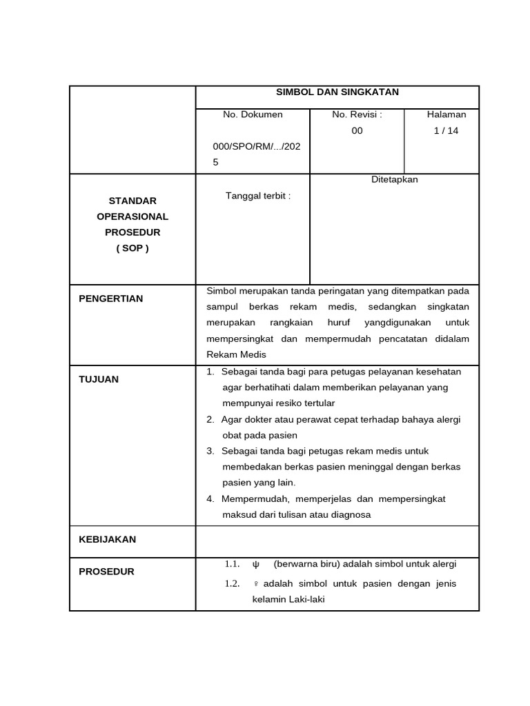 Simbol dan Singkatan Rekam Medis | PDF