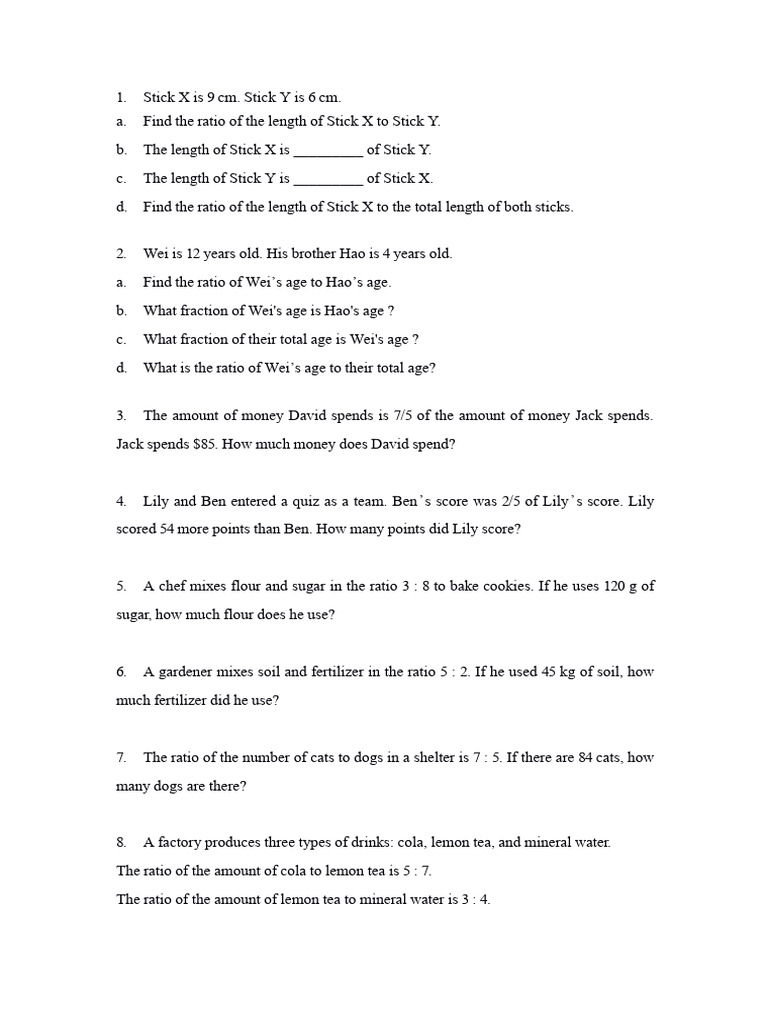 Math Ratio and Fractions p6 Sept 2025 | PDF
