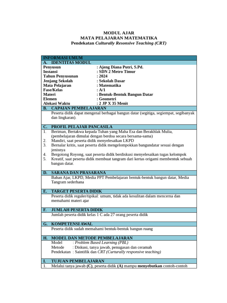 Rancangan Modul CRT - BLM Fix | PDF