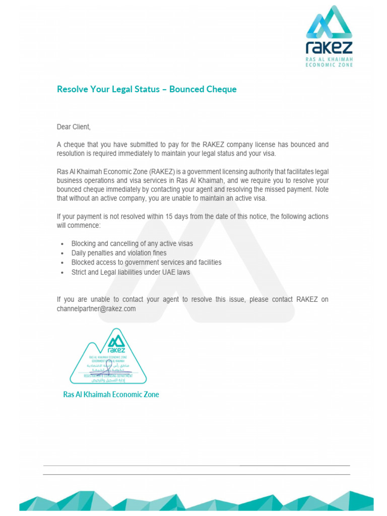 Resolve Status - Bounced Cheque | PDF