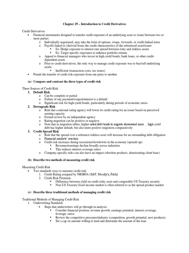 CAIA Level I - Credit Derivatives | PDF | Collateralized Debt ...