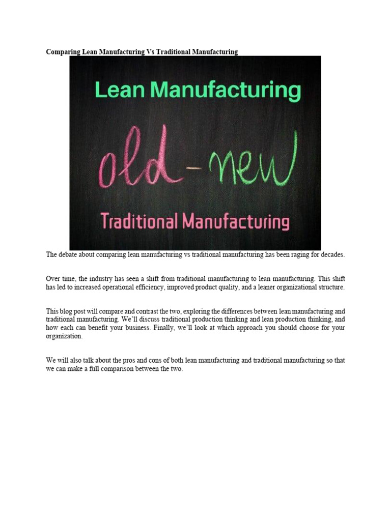 Lean vs Traditional Manufacturing Insights | PDF | Lean Manufacturing ...