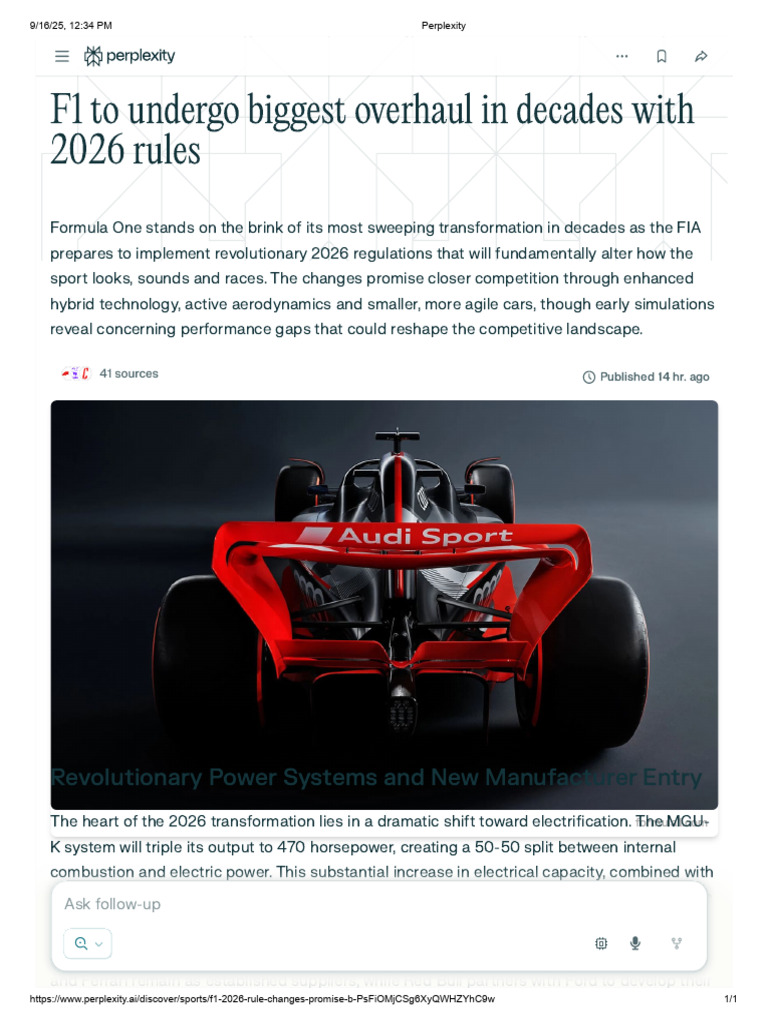 2026 F1 Technical Regulations Overview | PDF