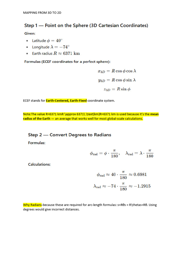 Mapping of 3D To 2D Example | PDF