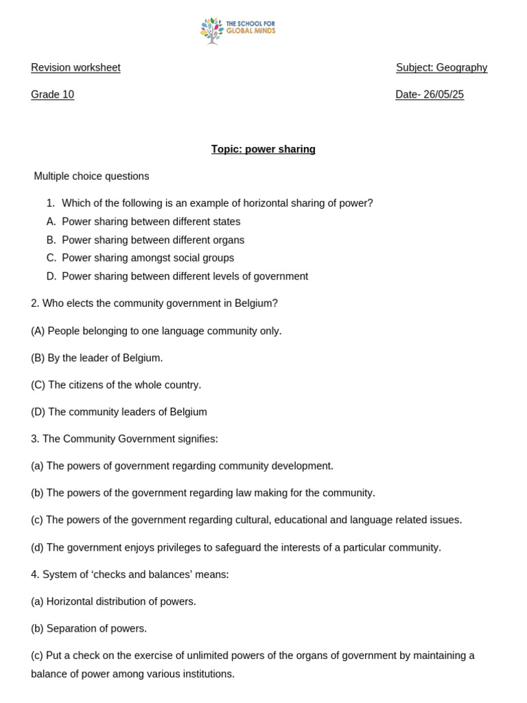 Power Sharing in Democracy: Revision Guide | PDF | Political Parties ...