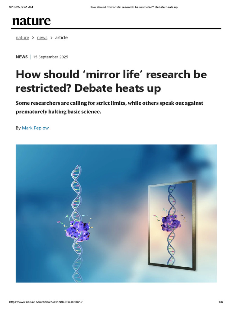 How Should Mirror Life' Research Be Restricted - Debate Heats Up | PDF ...
