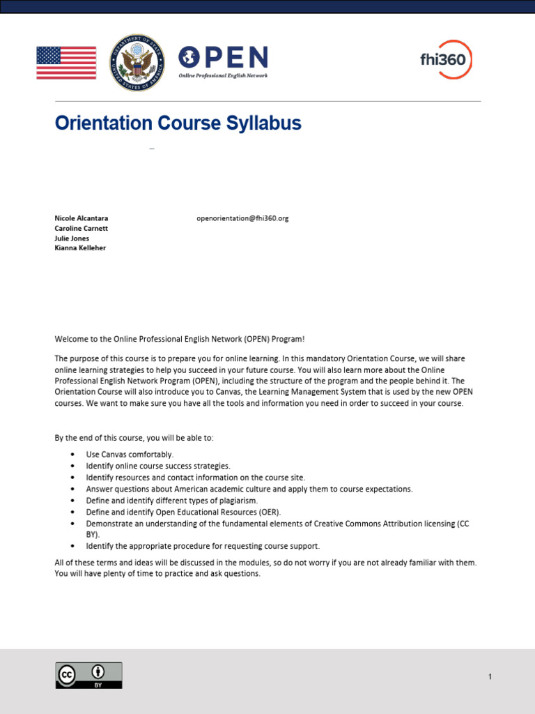 OPEN Orientation Course Overview 2024 | PDF | Plagiarism | Educational ...