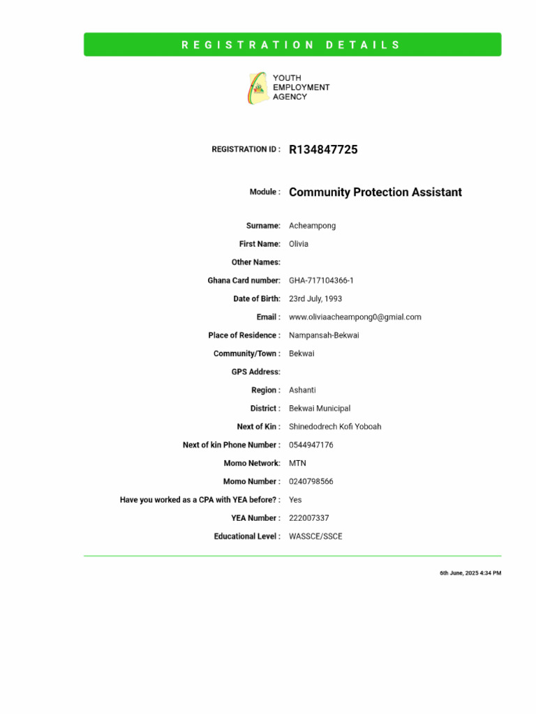 Registration Receipt | PDF
