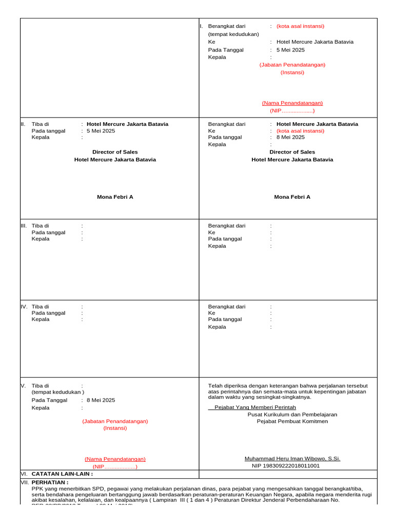 Format SPPD - 5 SD 8 Mei 2025 (Download File Ini) | PDF