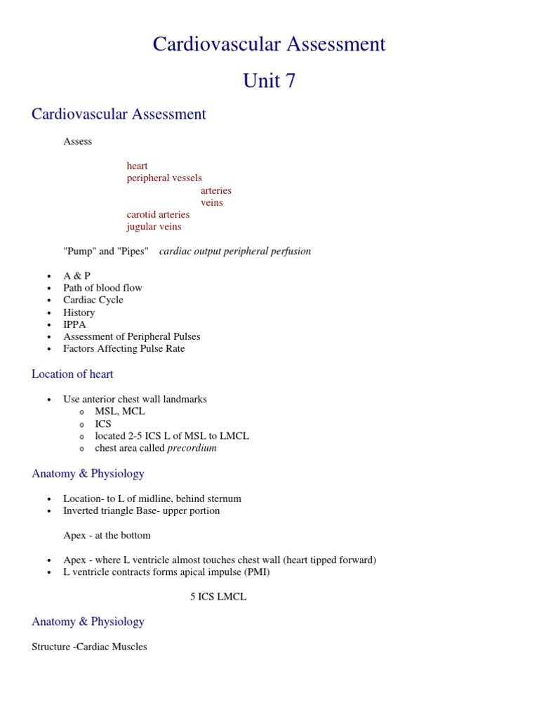 Cardiovascular Assessment | PDF | Heart Valve | Ventricle (Heart)