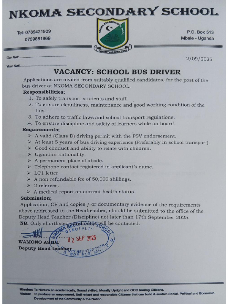 Advert - School Bus Driver | PDF