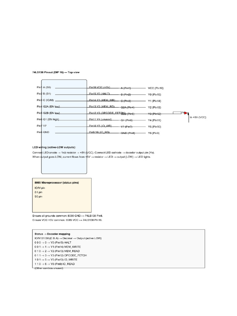 8085 to 74LS138 Wiring Diagram | PDF
