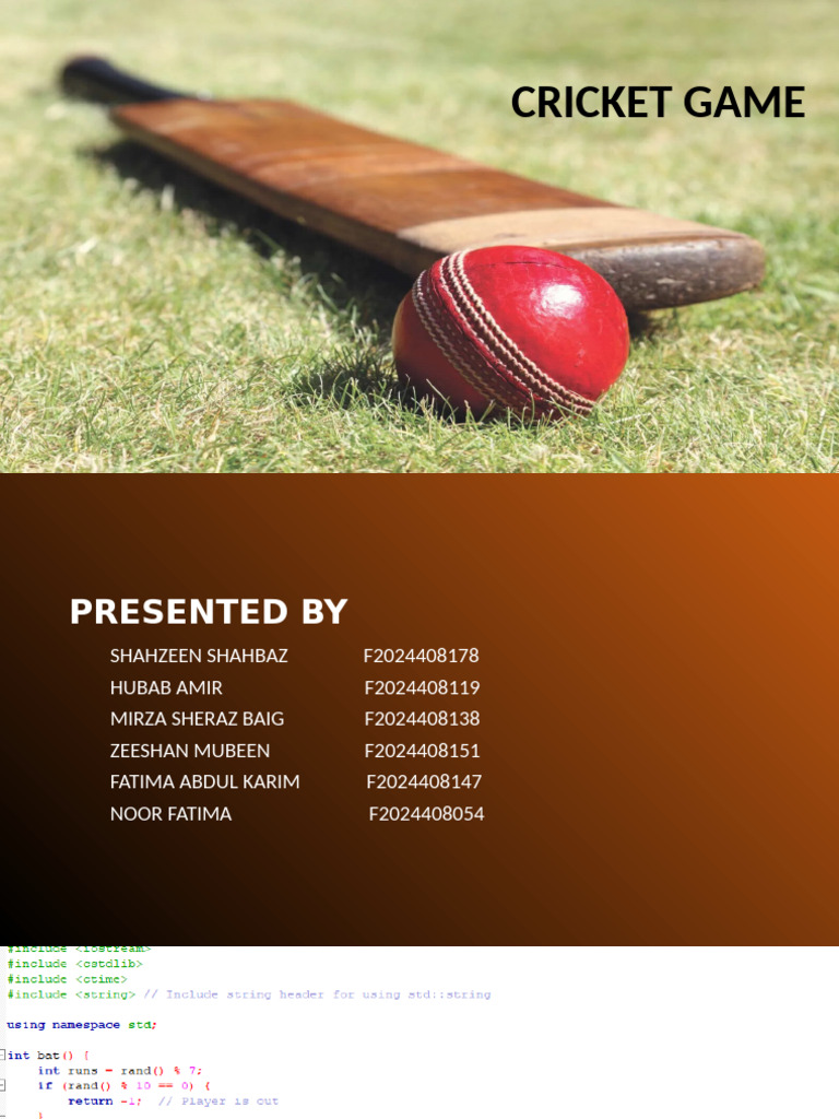 Cricket Game Presentation Summary | PDF