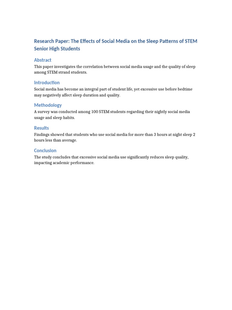 Research Paper Social Media Sleep | PDF