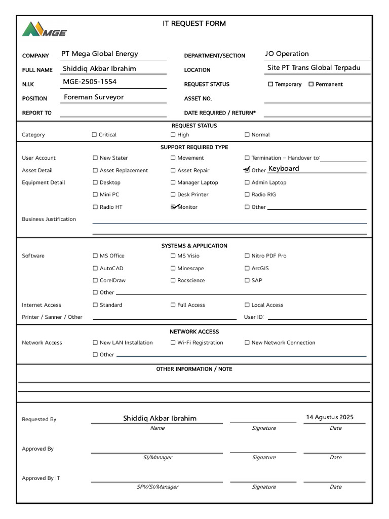 It Request Form | PDF | Personal Computing | Software