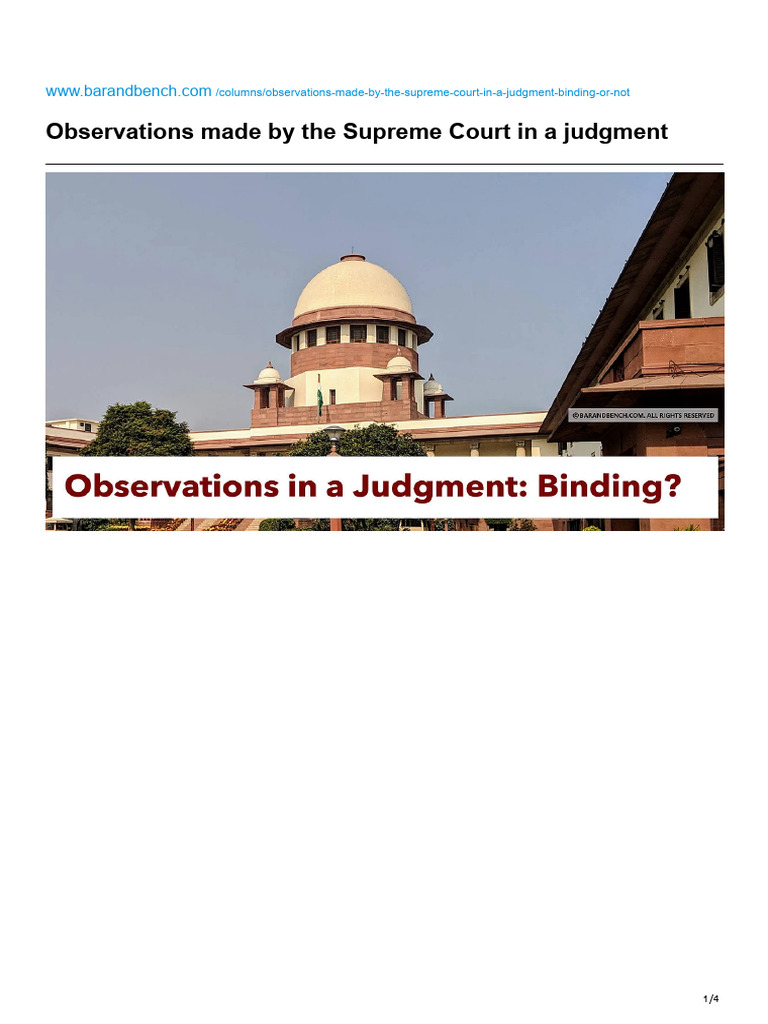 Article - Observations Made by SC Are Binding Law, Non-Speaking ...