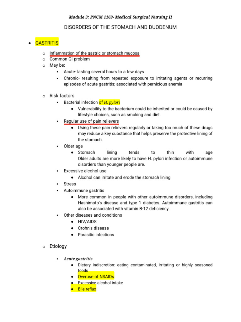Disorders of The Stomach and Duodenum | PDF | Stomach | Clinical Medicine