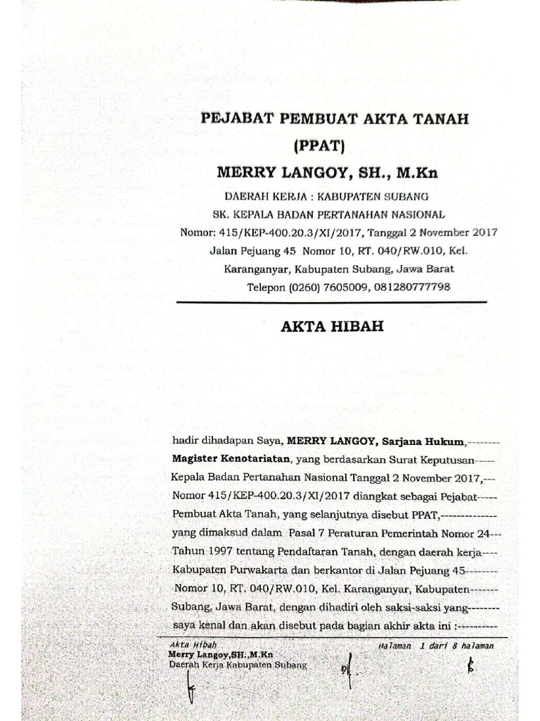 Akta Hibah Eman - Compressed | PDF