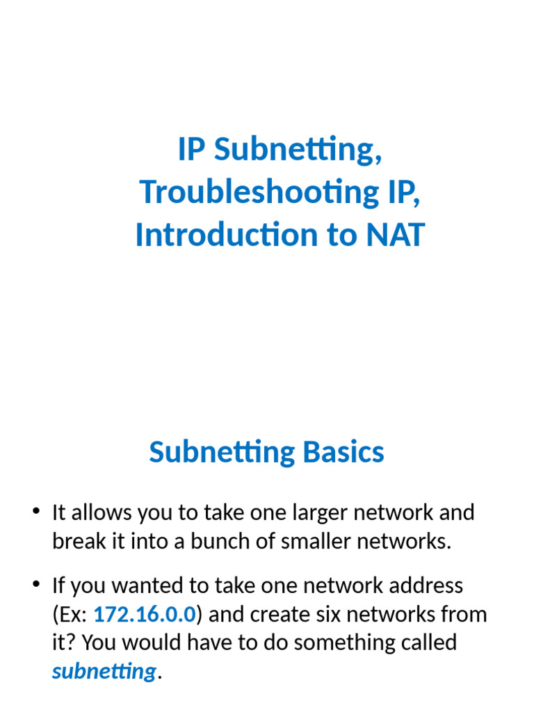 IP Subnetting and NAT Fundamentals | PDF | Ip Address | Communications ...