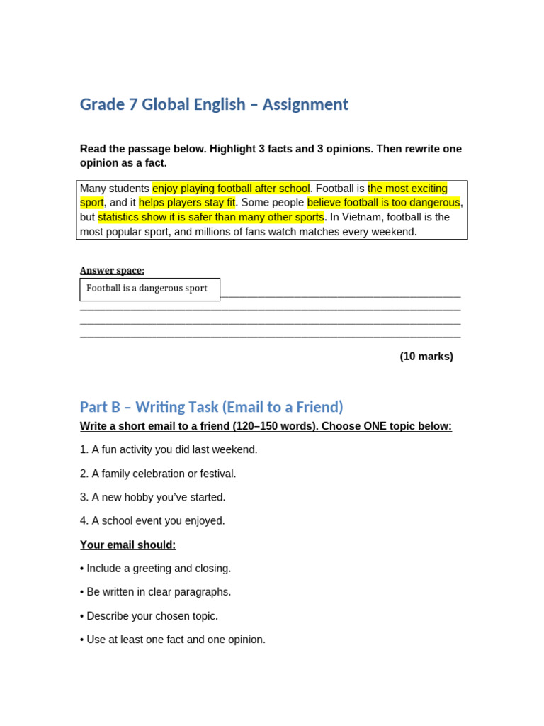 Grade 7 - Assignment (1 September) | PDF
