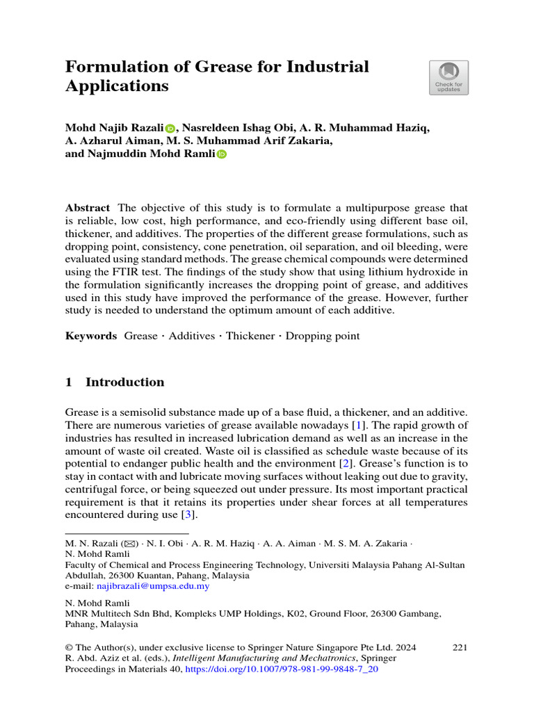 Formulation of Grease For Industrial | PDF | Lubricant | Chemical ...