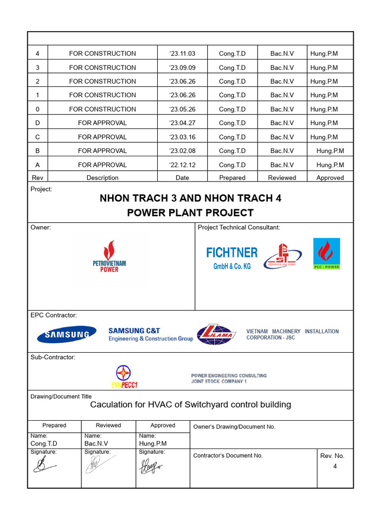 NT34-L-00ACA10-H03-0001 REV4-Caculation For HVAC of Switchyard Control ...
