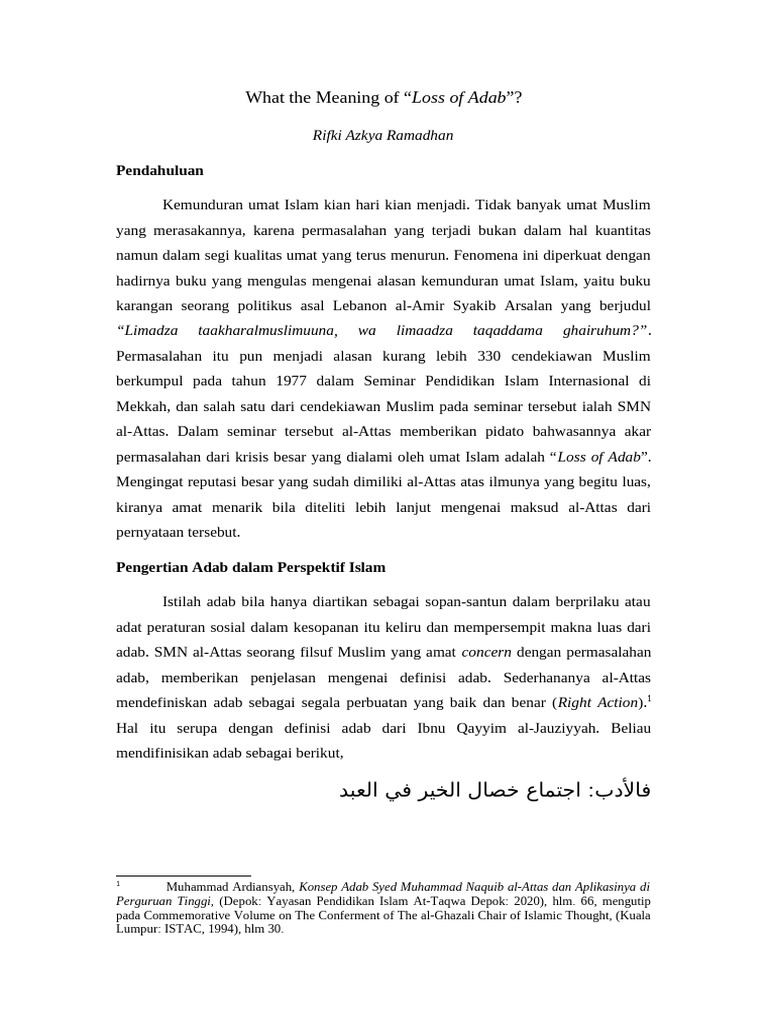 Makna dan Krisis Loss of Adab | PDF
