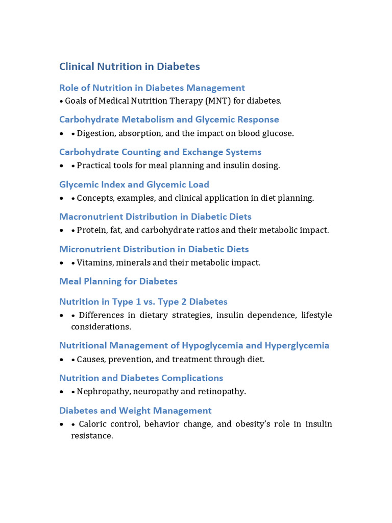 Diabetes Nutrition Lectures | PDF