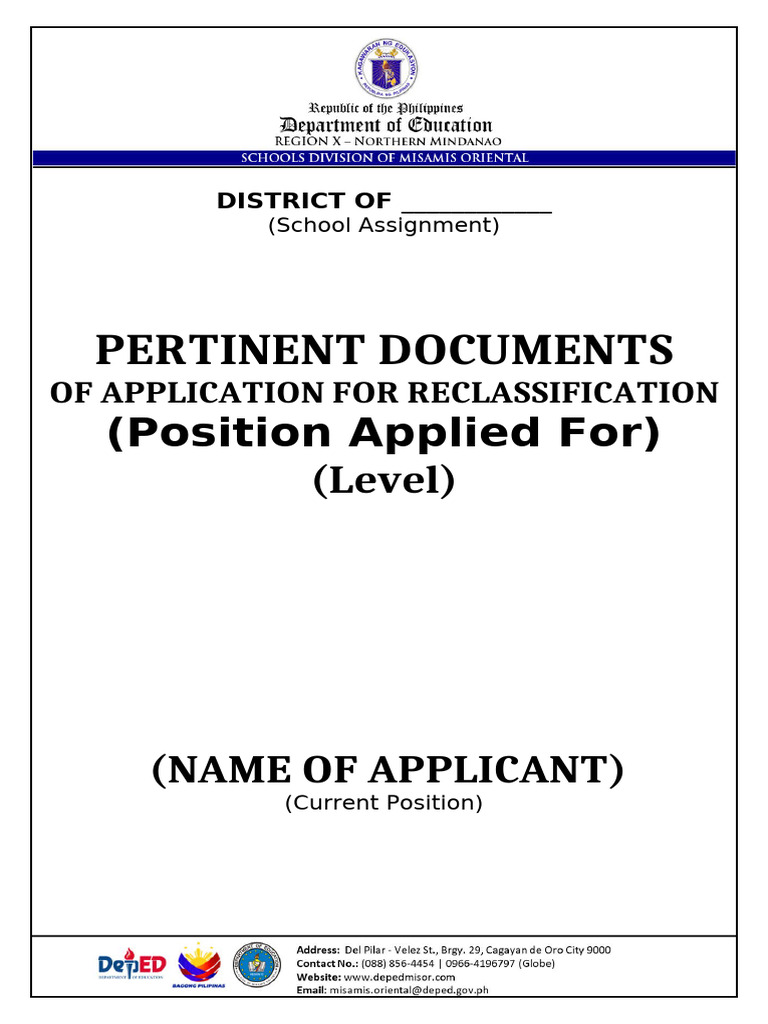 Cover Page Application For Reclassification | PDF