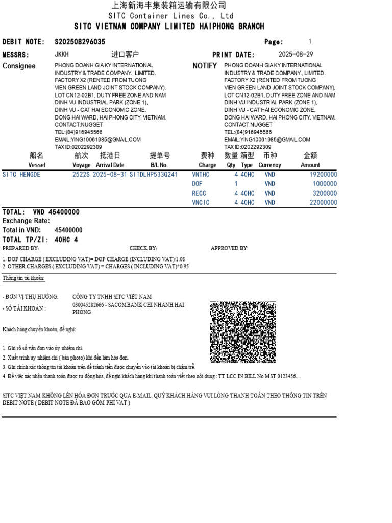 Debit Note Sitdlhp533g241 | PDF