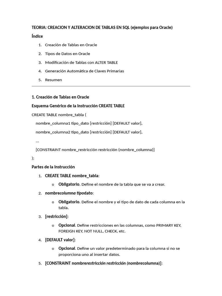 Creacion de Tablas en SQL | PDF | SQL | Software de gestión de datos