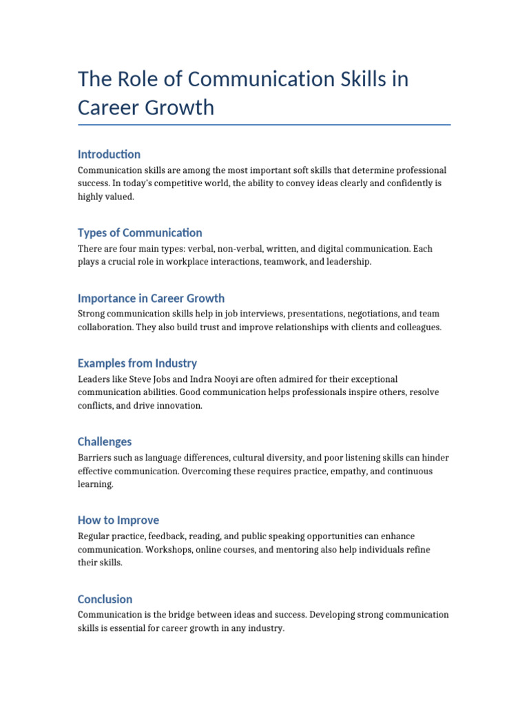 Communication Skills for Career Growth | PDF
