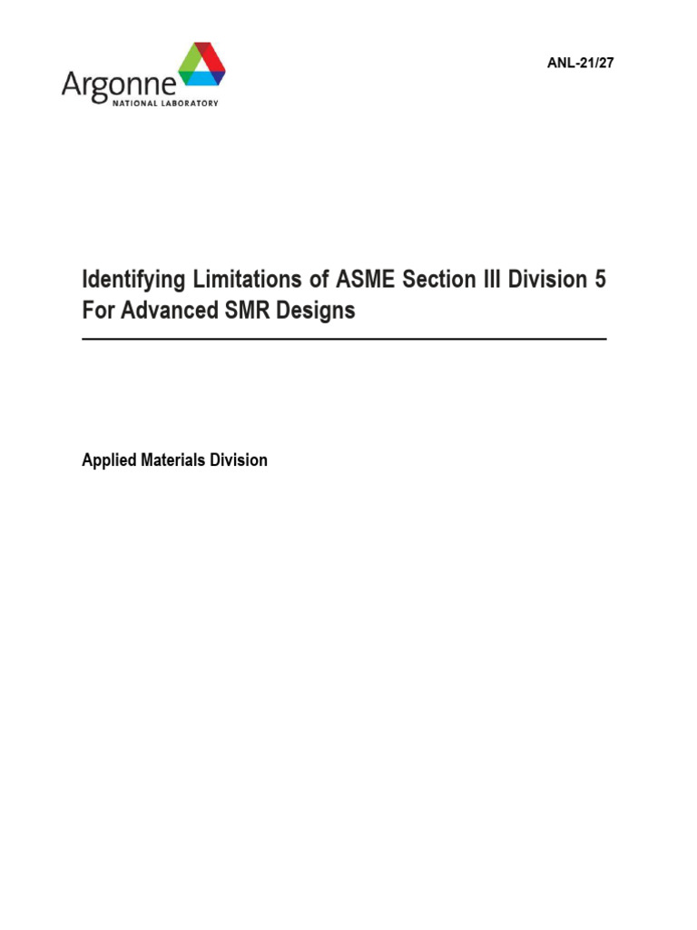 Identifying Limitations of ASME Section III Division 5 For Advanced SMR ...