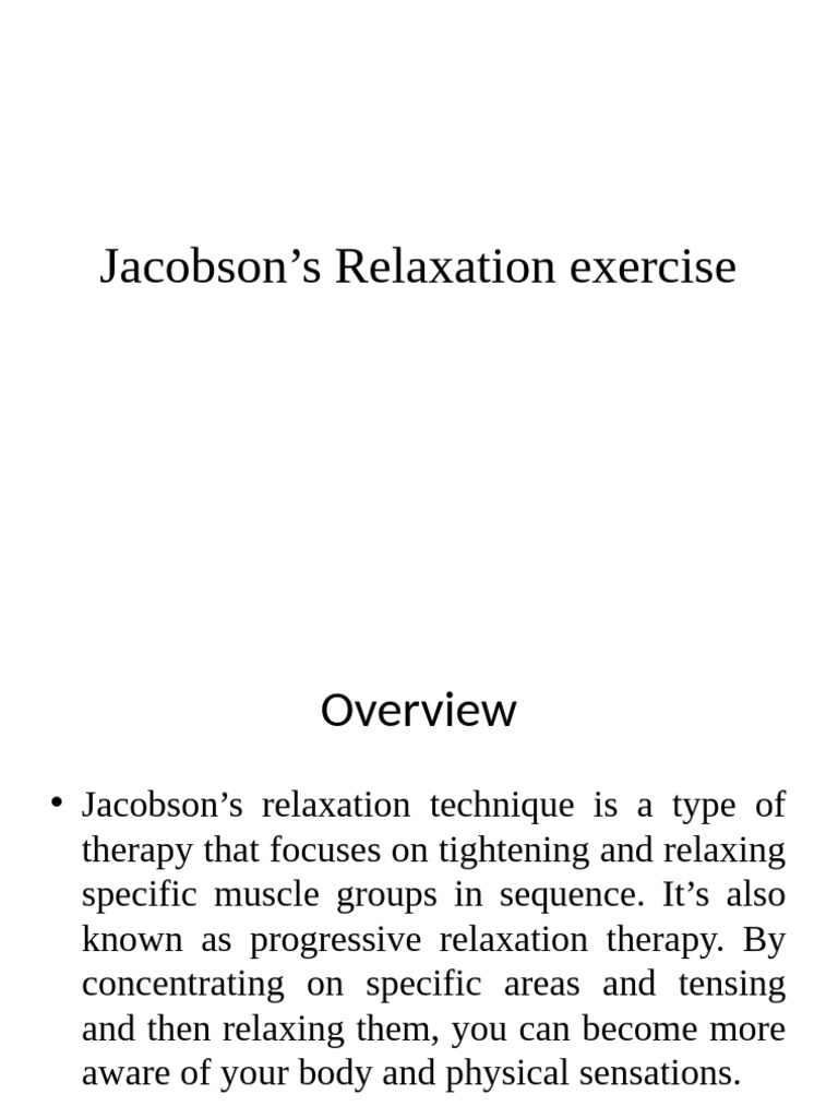 Jacobsons Relaxation Exercise | PDF