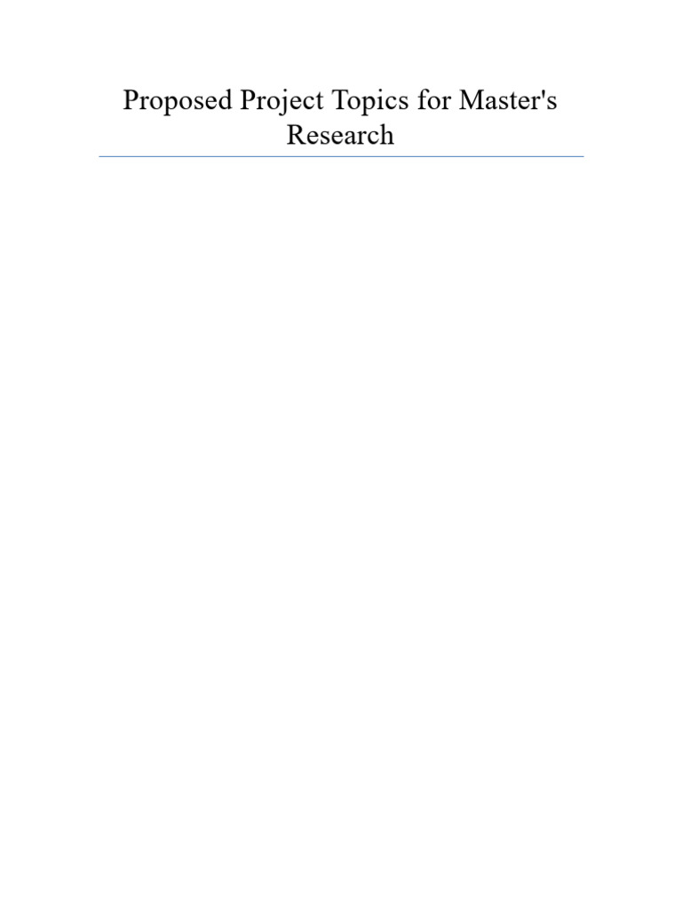 Masters Project Proposals | PDF | Mathematical Optimization | Analytics