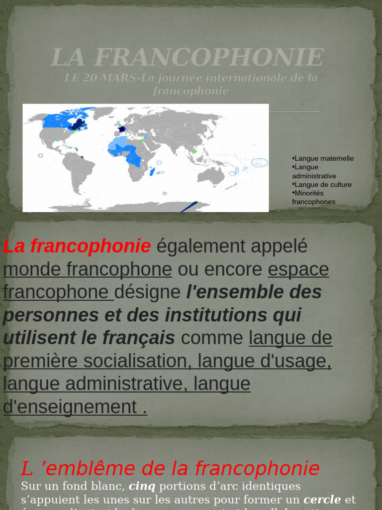 La Francophonie : Langue et Culture Mondiale | PDF | la Francophonie ...