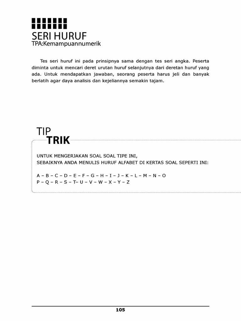 TPA Numerik Huruf 6 | PDF