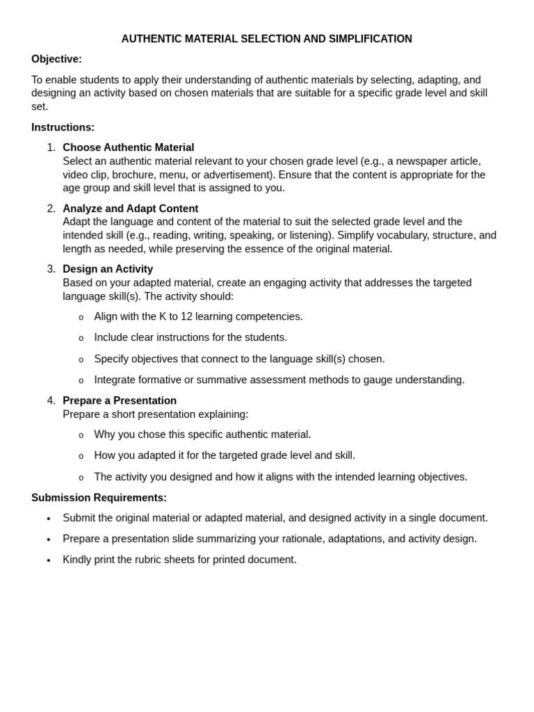 Authentic Material Selection and Simplification PT | PDF | Learning